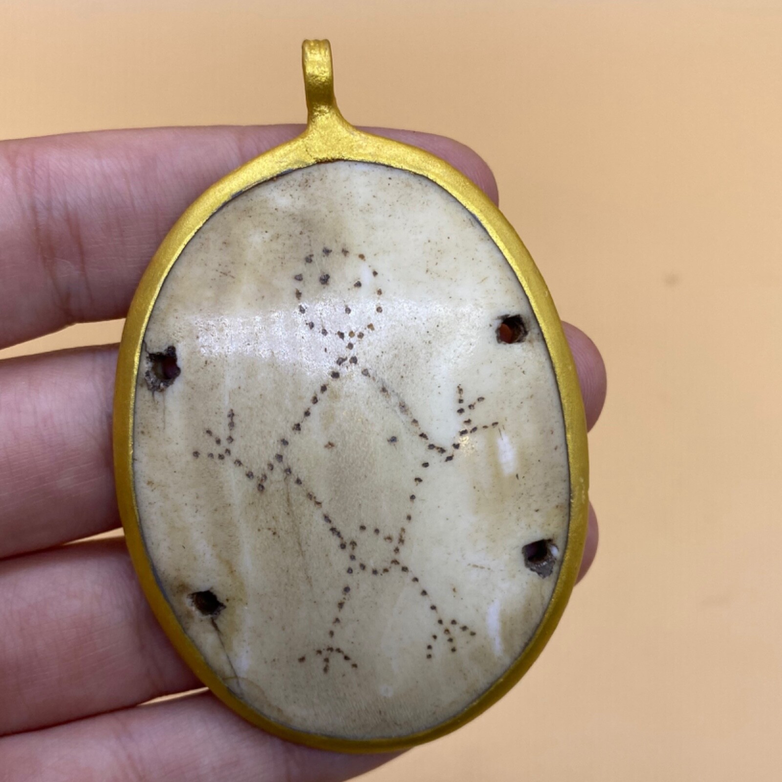 Genuine nagaland ancient tribe shell handmade art pendant with gold ...