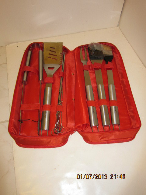 Chefmate Stainless Steel Barbeque BBQ Tool Set with 4-in-1 Spatula ...