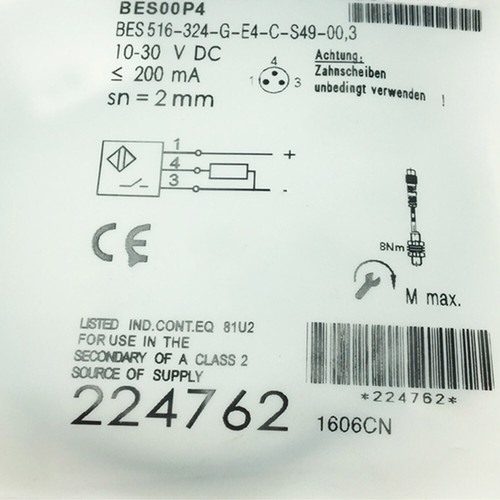 New For BES00P4 BES 516-324-G-E4-C-S49-00,3 Inductive Sensor ...