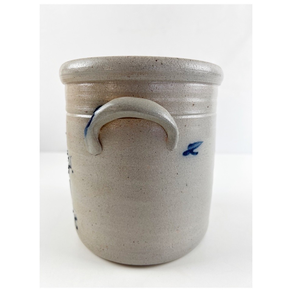 Vintage Handmade Rowe Pottery Works Salt Glazed Planter Crock Handpaint ...