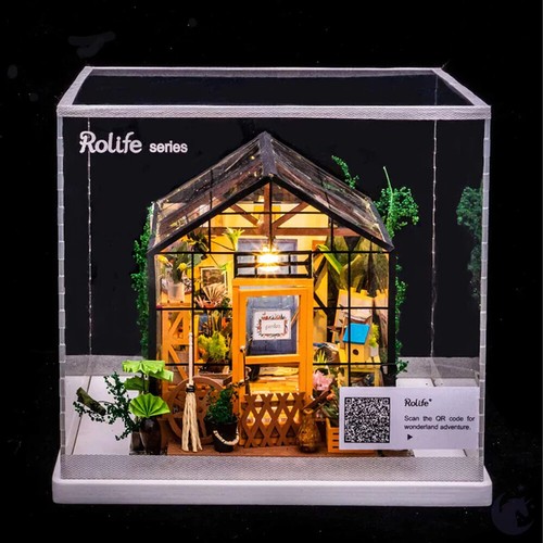 ROBOTIME Rolife Miniature Dollhouse Flower House Display Case Dust ...