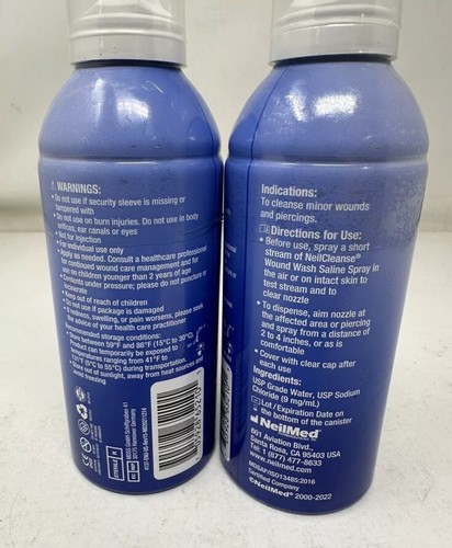 Lot Of 2 NeilMed neil cleanse Sterile Saline Solution Wound Wash Cut 6. ...