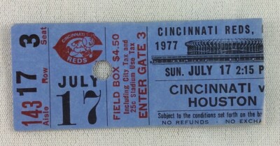 MLB 1977 07/17 Houston Astros at Cincinnati Reds Ticket Stub - Bob ...