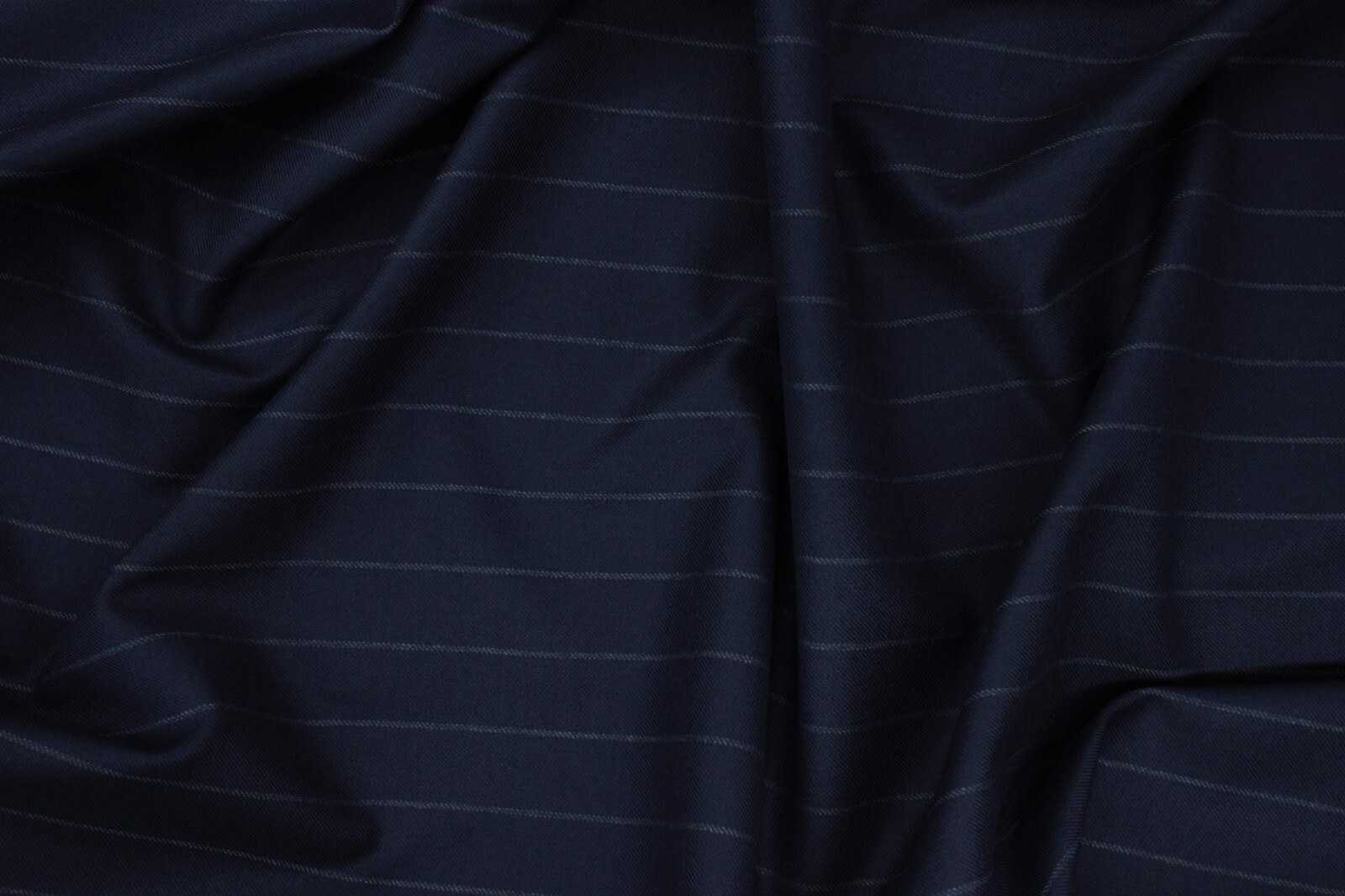Navy flannel pinstripe Suiting fabric Italian wool blend Lanificio ...