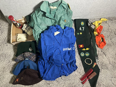 1967 Girl Scout Set & Brownie Accessories, Two Outfits, Badges and ...