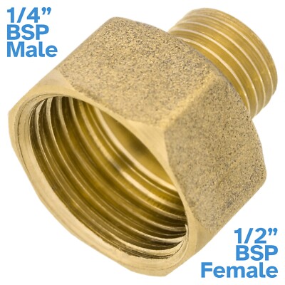Brass 1/2" BSP Female To 1/4" BSP Male Pipe Reducer Threaded Adapter ...