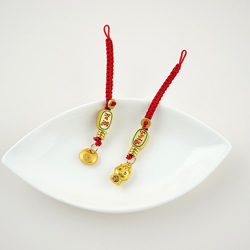 Red Rope Braided Rope Keychain Hanging Rope Gold Lucky Bag Dragon Pend ...