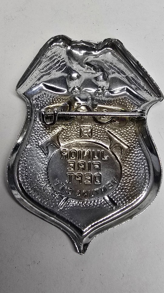 Vintage Junior Fire Dept Captain Toy Badge Ventura City Metal Shield ...