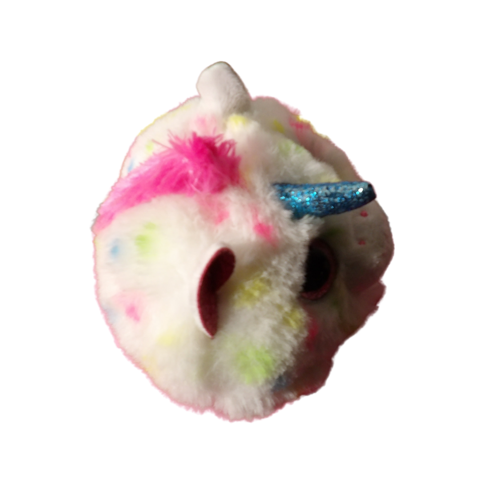 TY Puff Ball Unicorn Harmonie Glittery Eyes White/Pastel Spotted 3 ...