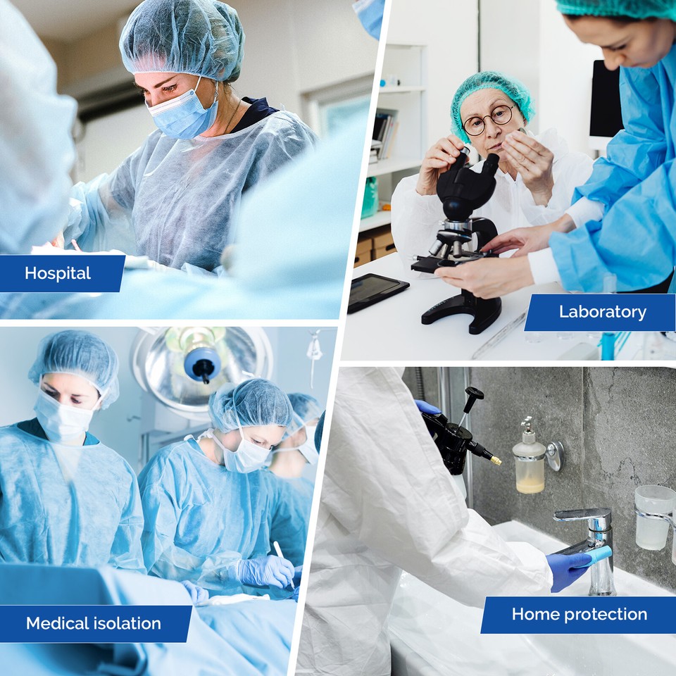 JMU Disposable Isolation Gowns PP Medical Gowns with Knitted Cuffs- 10 ...