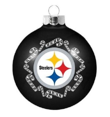 Pittsburgh Steelers Candy Cane Glass Ball Ornament | eBay UK