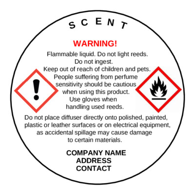105 x Personalised Reed Diffuser Warning Labels. Burning Safety ...