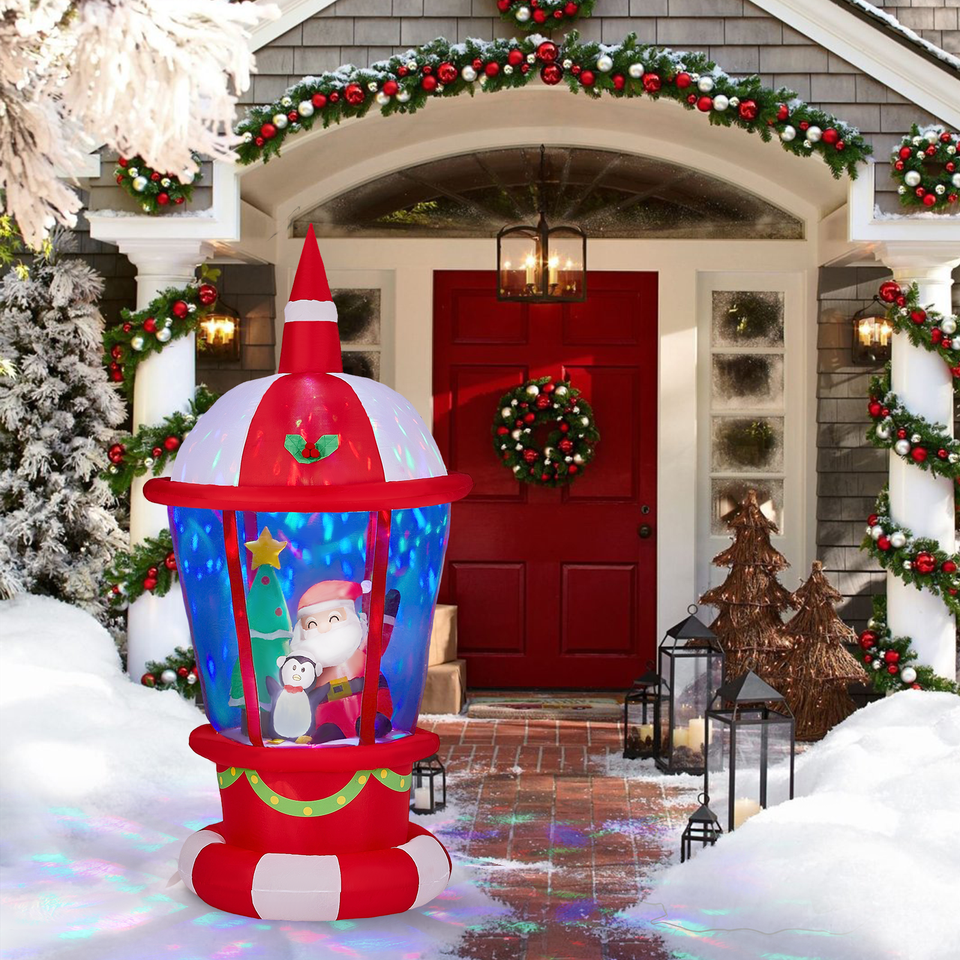 6/7FT Christmas Inflatable Snow Globe/Lighthouse Decor for Outdoor ...