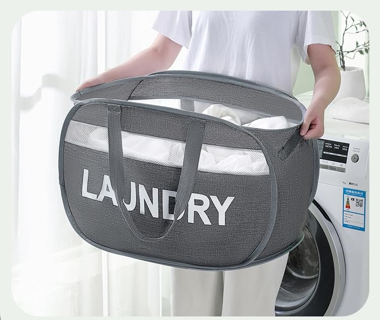 Tear Proof Pop Up Laundry Hamper with Lid, Collapsible Laundry Baskets ...