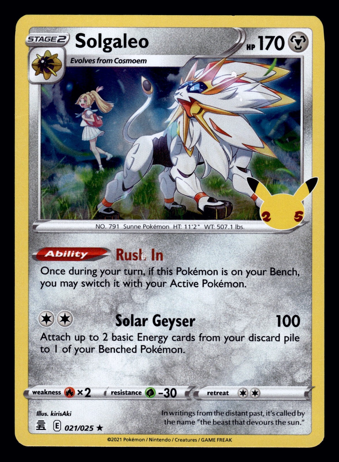 Pokemon Solgaleo 021/025 Celebrations 25th Anniversary Holo Rare Card ...