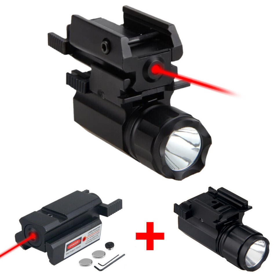LED Pistol Flashlight Red Laser Sight Combo For Airsoft Handgun Glock ...