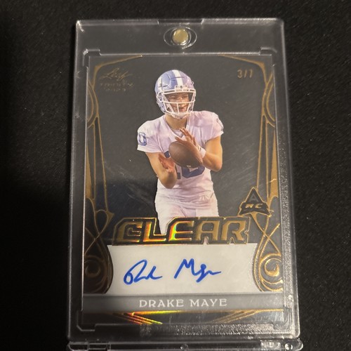 Drake Maye Clear Autograph 3/7 Leaf Trinity 2023 #CA-DM1 | eBay