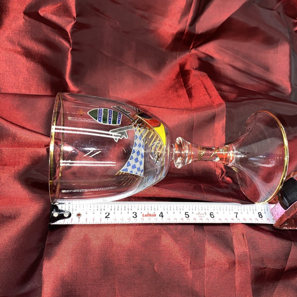 German Nagel Glass RARE Coat Of Arms Raised Enamel Water Goblet 100% ...