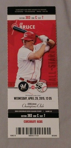 2015 Cincinnati Reds Ticket Stub Pick One - unused Season Ticket | eBay