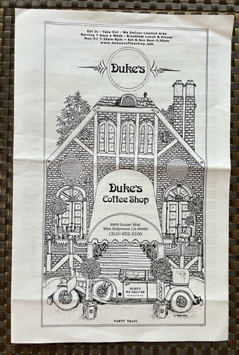 Duke's Coffee Shop Menu Los Angeles CA 1968-2012 West Hollywood Sunset ...
