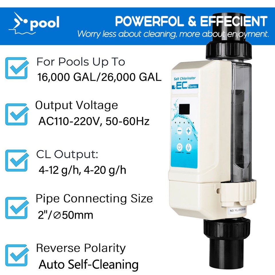 Salt Chlorine Generator Pool Water Complete Salt Chlorinator System ...