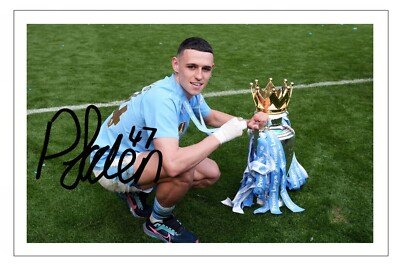 Phil Foden Signed 6X4 Autograph PHOTO Pre Print Signature Manchester ...