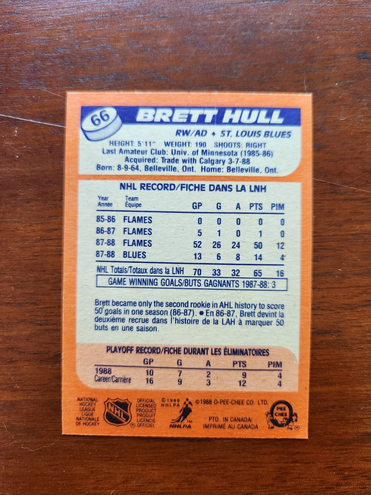 1988-89 O Pee Chee Brett Hull Rookie Card #66 | eBay