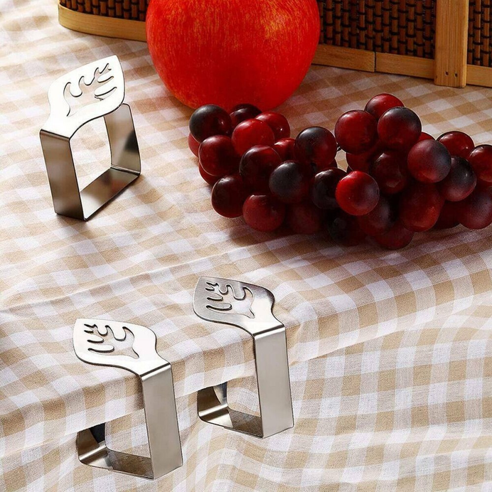 4/8/12x Table Cloth Clips Stainless Steel Leaf Shaped Cover Tablecloth ...