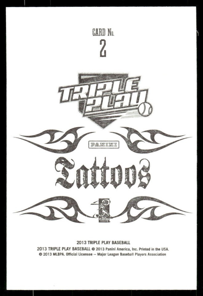 Rated Rookie Logo 2013 Panini Triple Play Tattoos #2 | eBay
