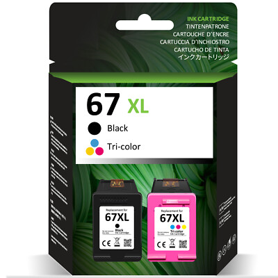 2 PK 67XL Ink Cartridge for HP DeskJet 2330 2700e 4120 4158 Envy 6000e ...