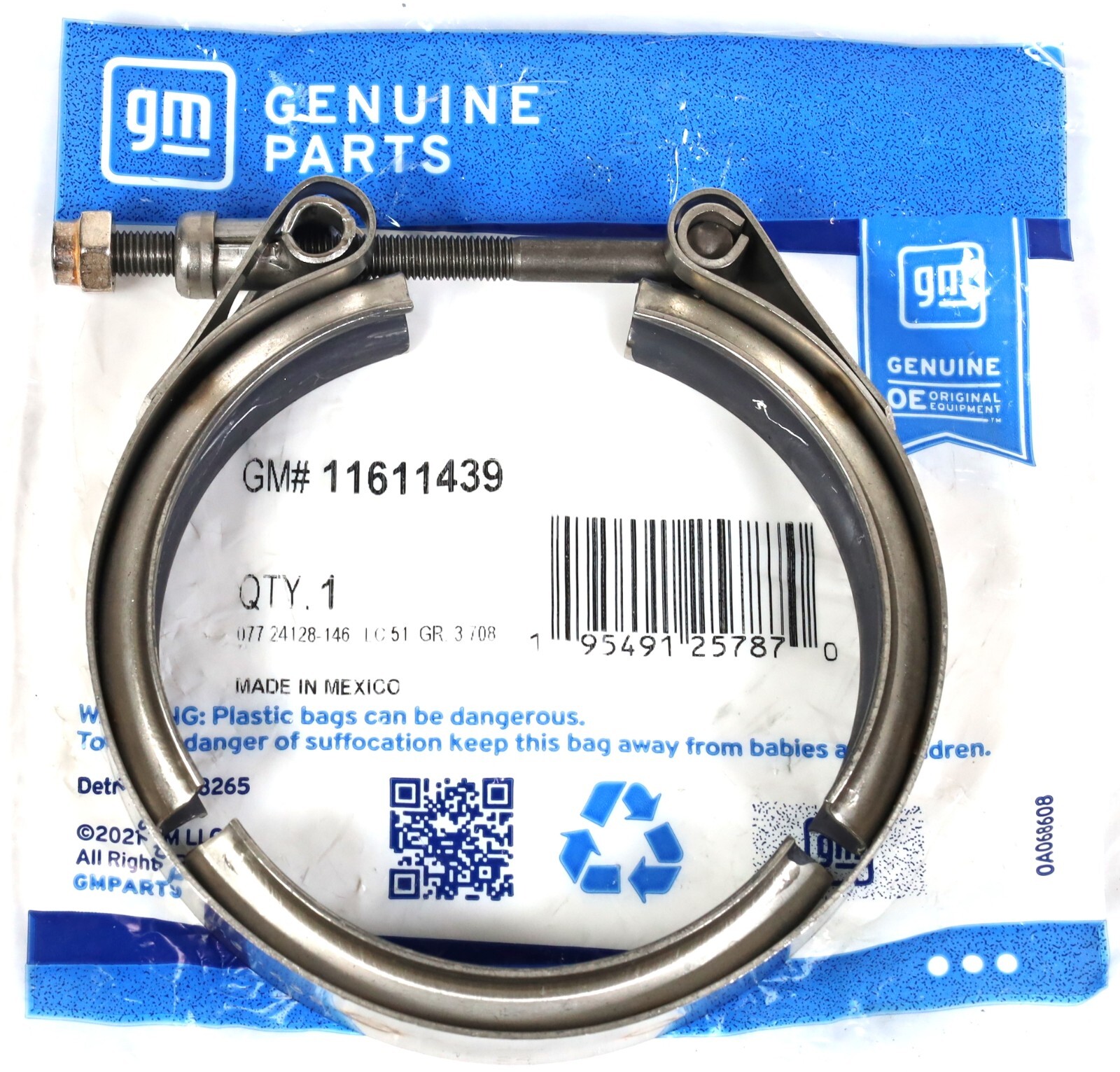 GM 11611439 V-Band Clamp Turbo Downpipe to Exhaust 2001-2015 LB7 LLY ...