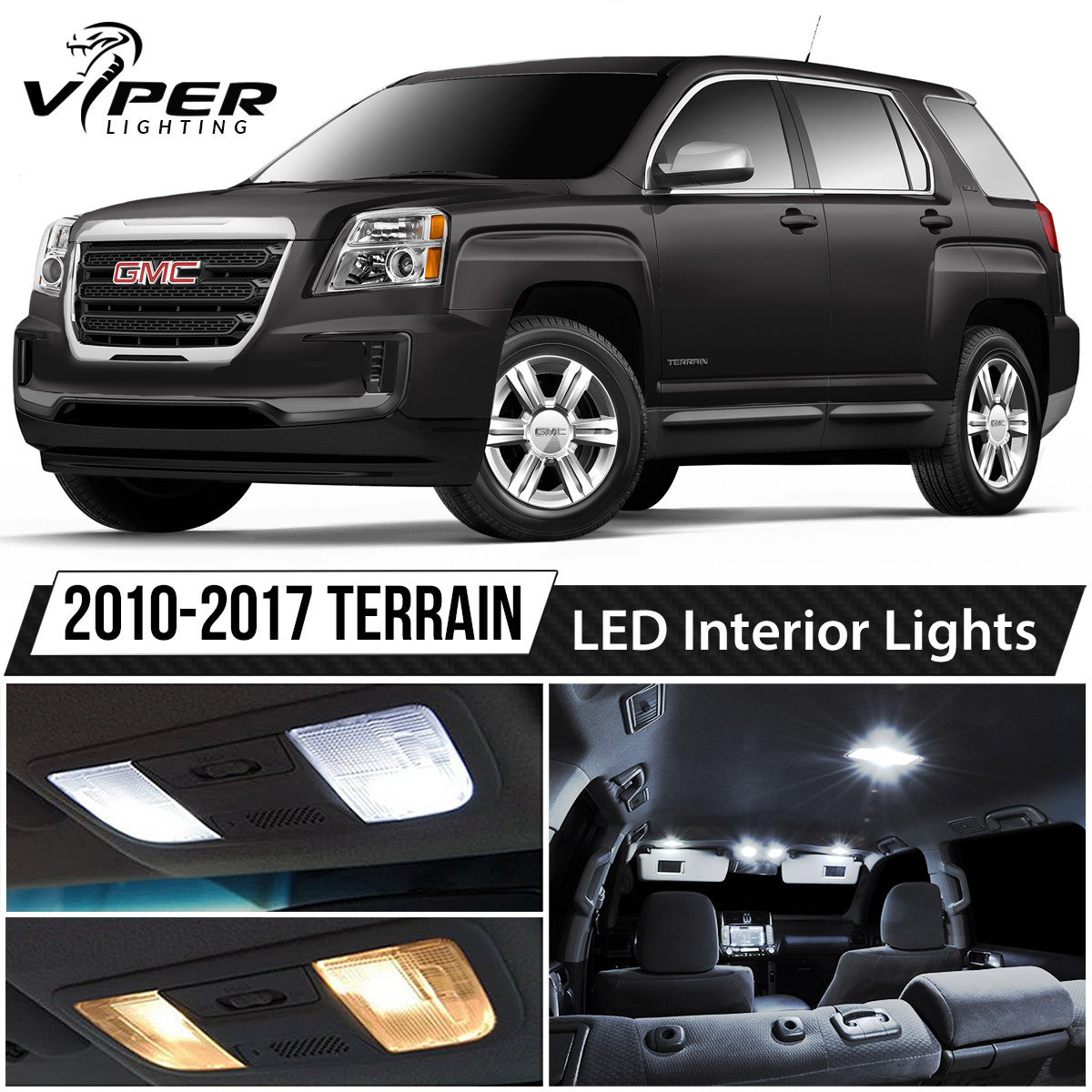 2010-2017 GMC Terrain White Interior LED Lights Package Kit + License ...