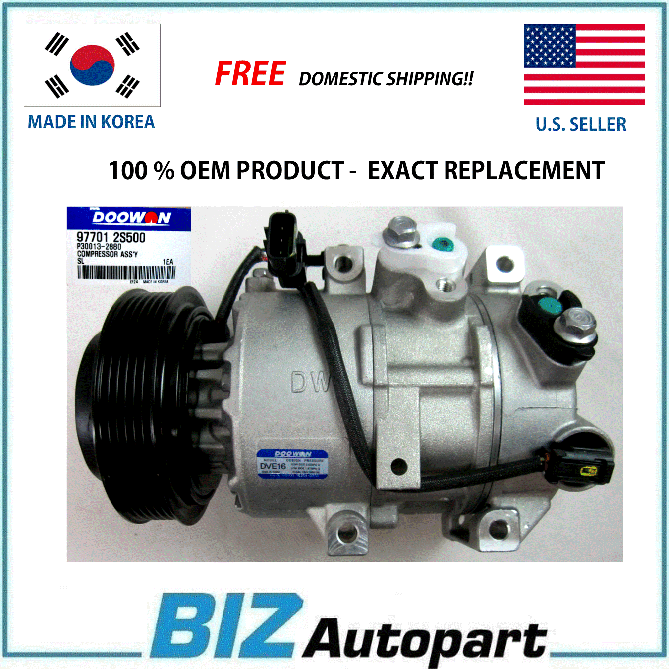 NEW OEM A/C COMPRESSOR W/CLUTCH FOR 10-15 TUCSON 11-14 SPORTAGE OE ...