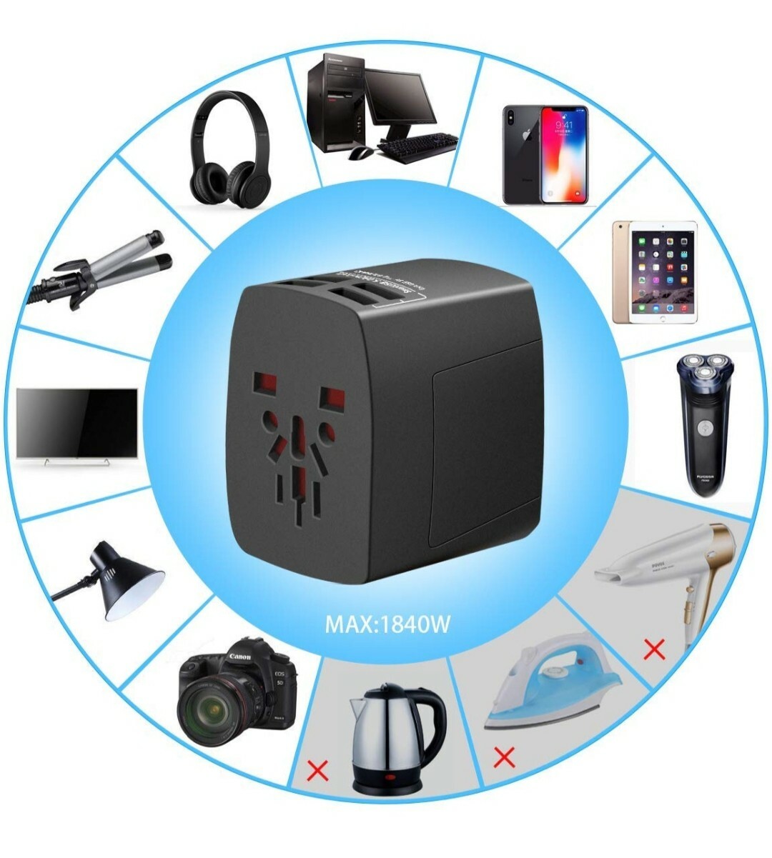 Universal Travel Adapter, Govee International Power Plug Adapter 4 USB ...