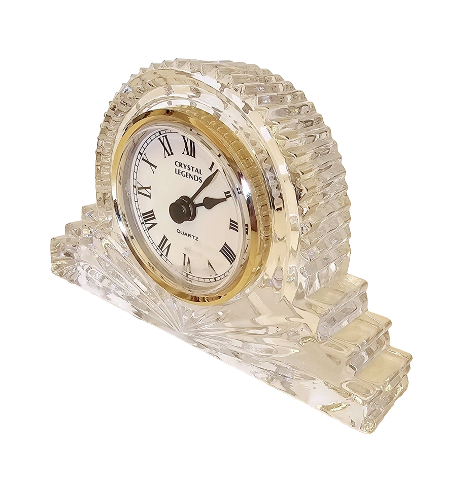 Crystal Legends by Godinger Quartz Desk/Mantle Clock 24% Lead Crystal ...