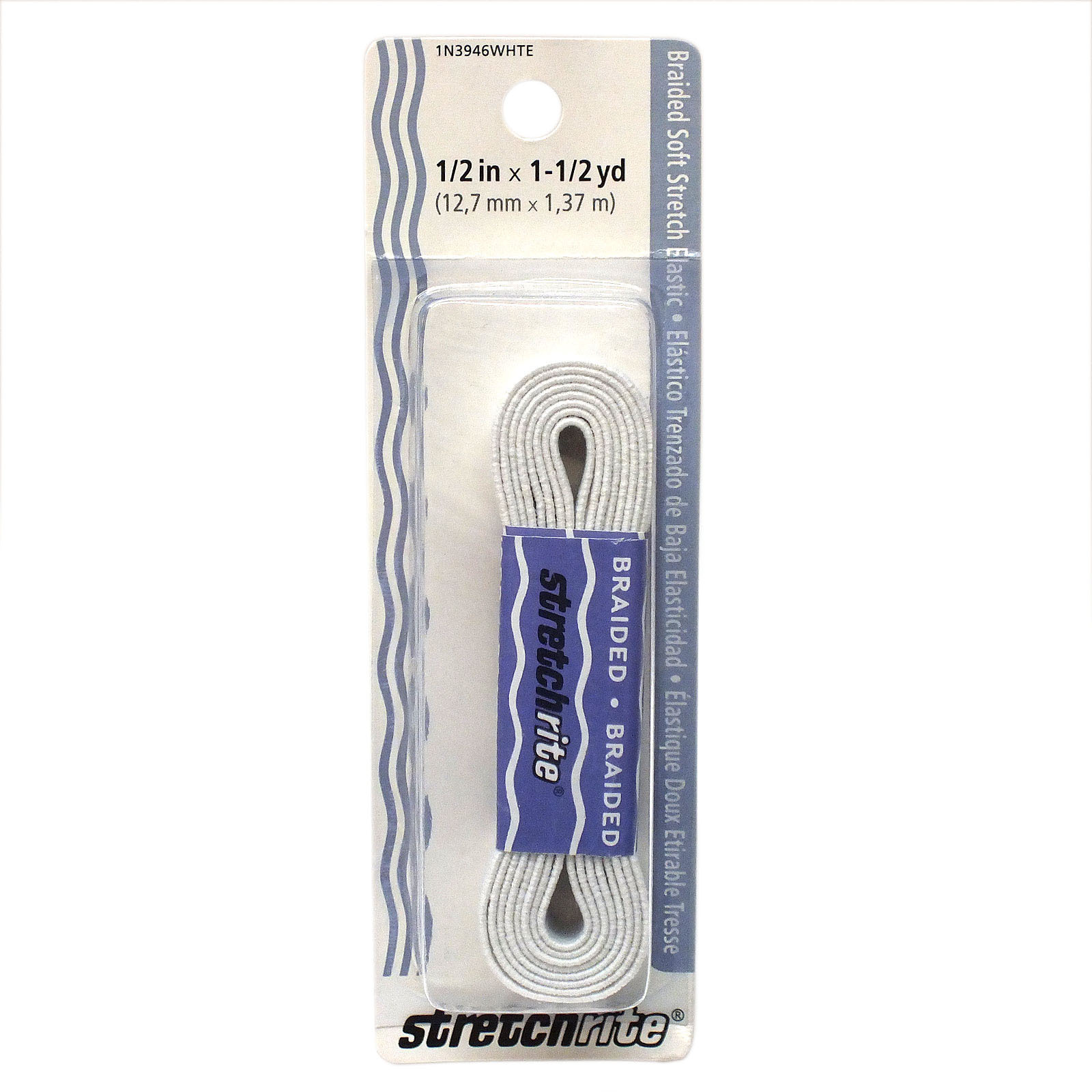 StretchRite Braided Polyester Elastic 1/2 in, 1½ yd White, Fast ...