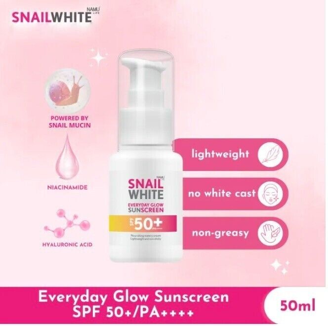 Snail White Everyday Glow Sunscreen SPF 50+/PA++++ Sun Protection 50ml ...