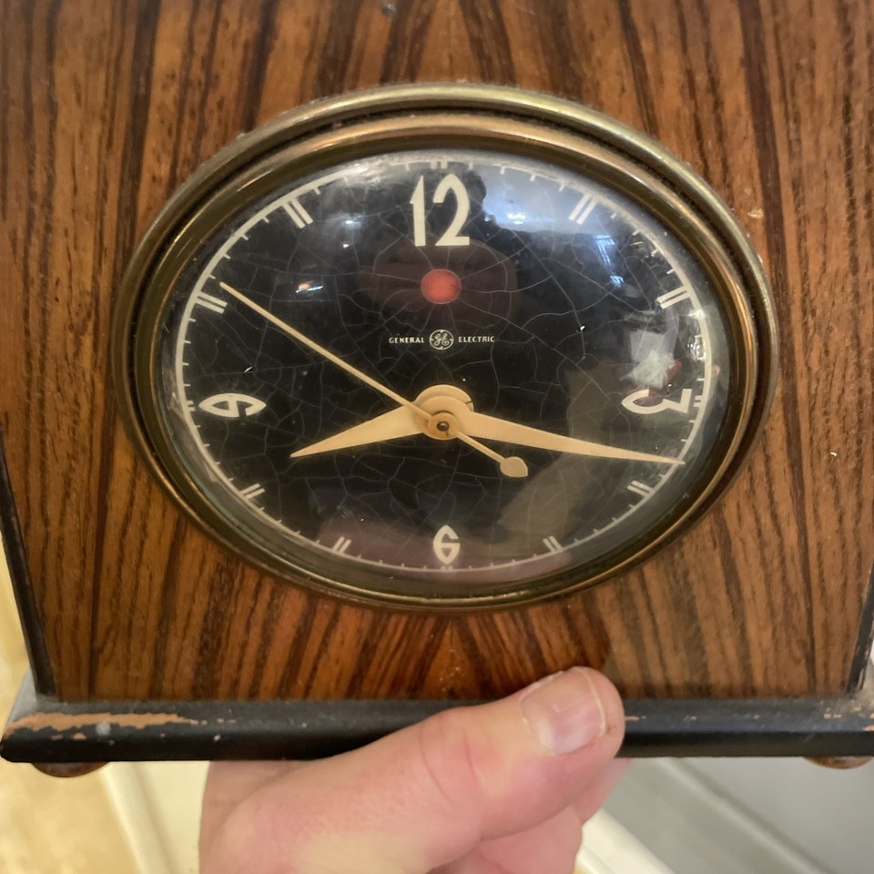Antique General Electric Clock Model 3F70 Mahogany Look Art Deco Wood ...