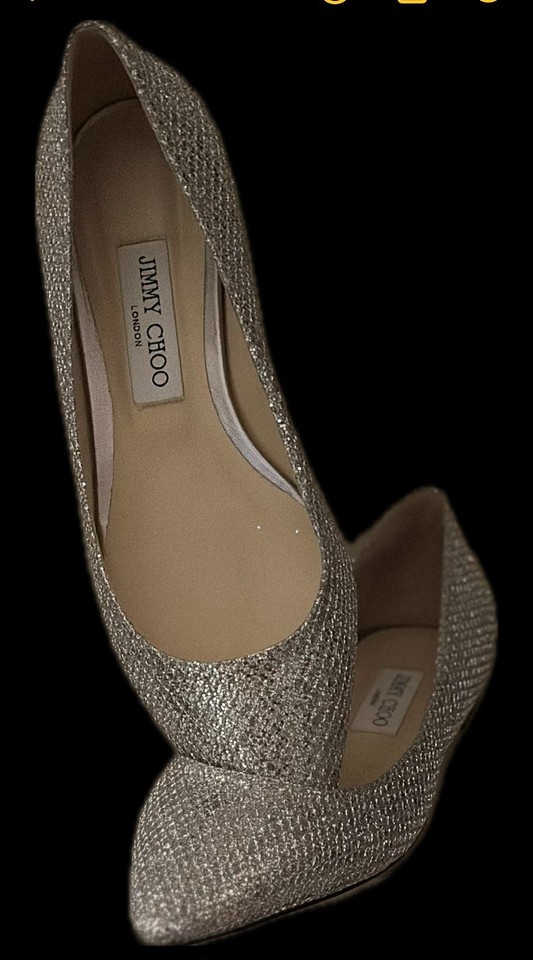 Jmmy Choo Silver Romy Pointed Toe Ballet Flats Size 39.5 W/O Bag NEW IN ...