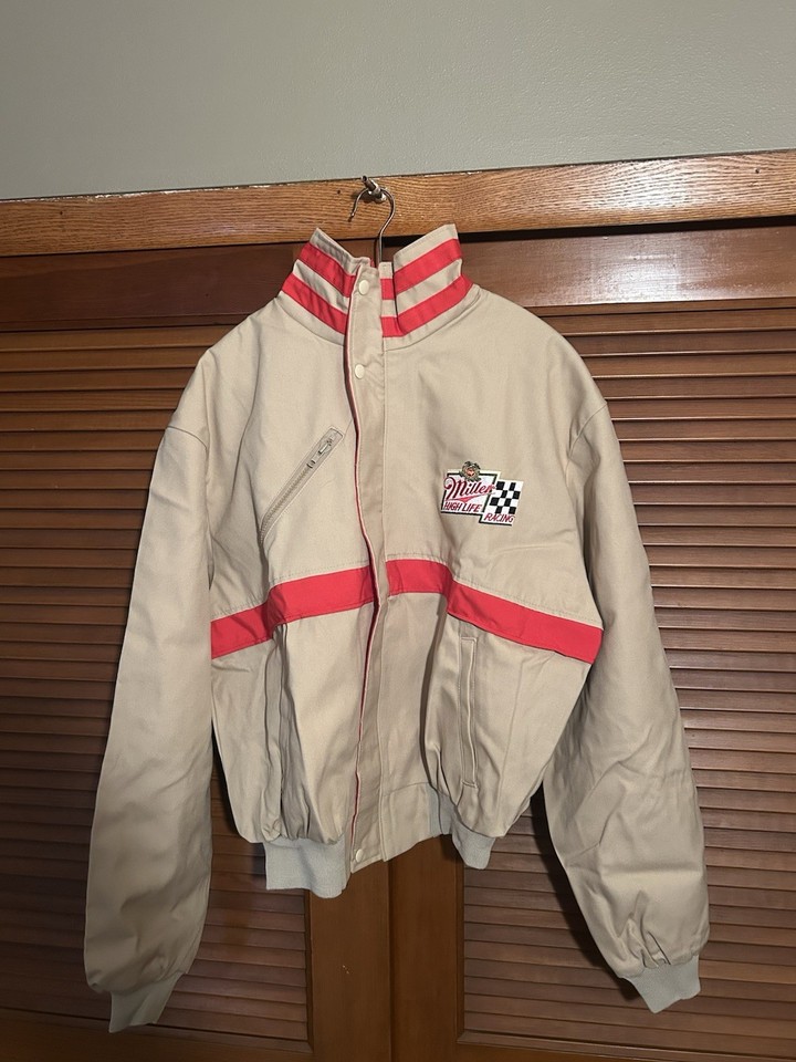 Vintage Miller High Life Racing Team Jacket Beige Zip Up 70s NEW IN ...