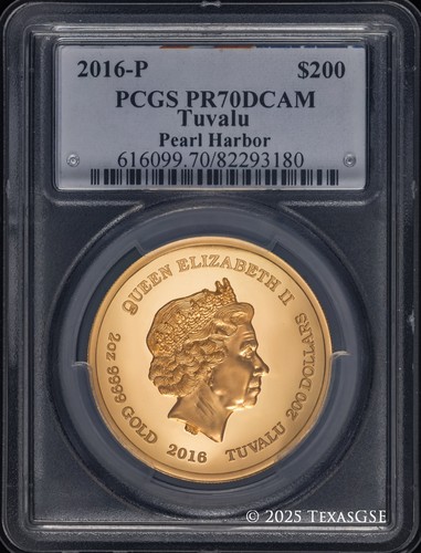 2016-P $200 Pearl Harbor Perth Mint 2oz Gold Coin PCGS PR70 - Michael ...