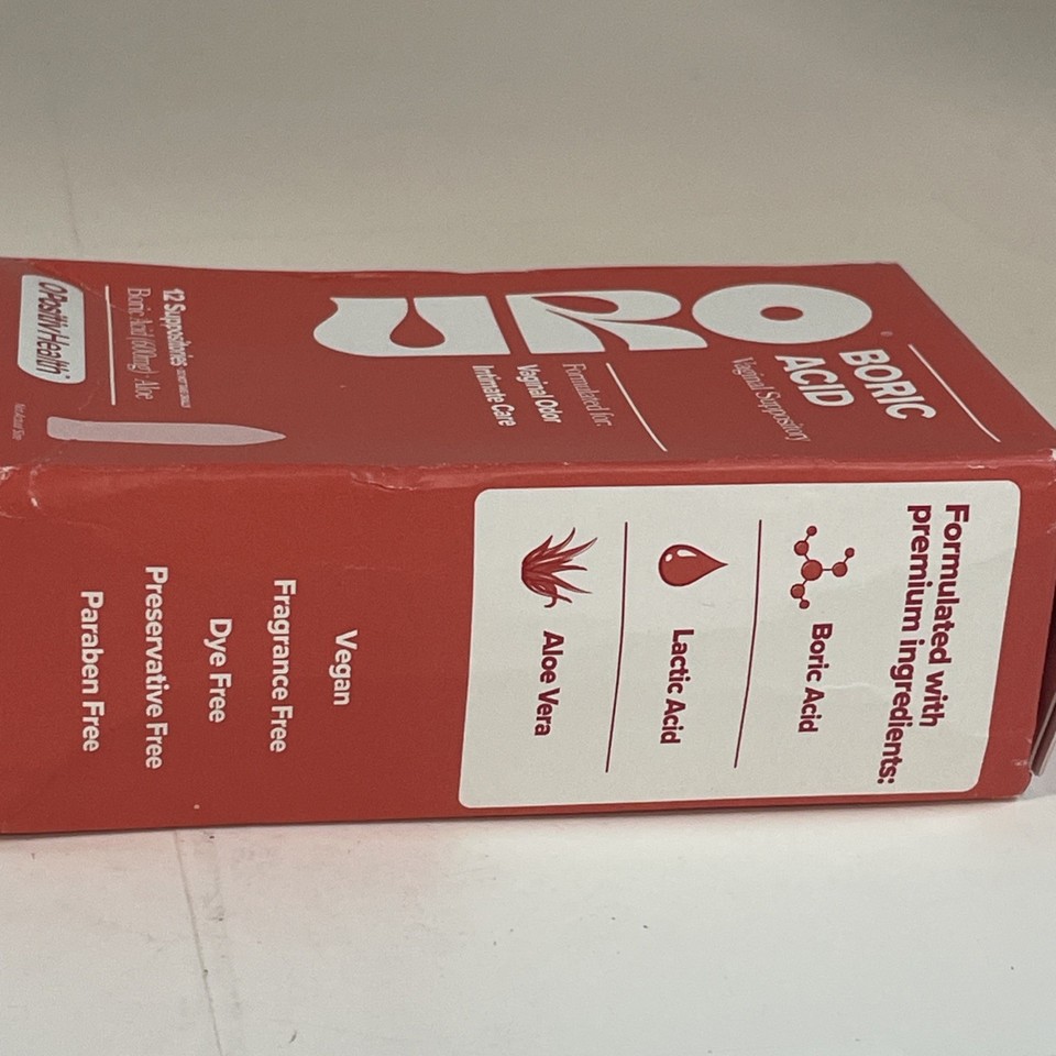 URO Boric Acid Vaginal Suppository Box of 12 - Aloe Lactic Acid Exp 9/ ...