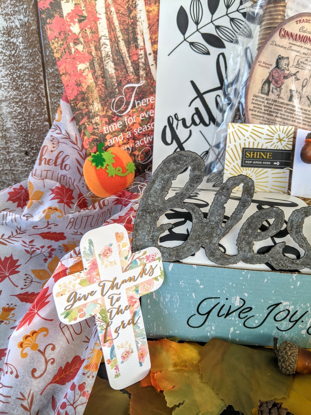 Share Joy ~ Thankful Grateful Blessed Box ~ Fall Inspirational Leaves ...