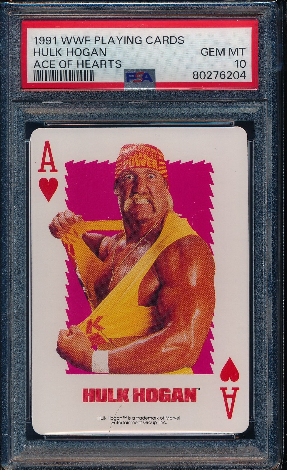 1991 WWF PLAYING CARDS HULK HOGAN ACE OF HEARTS PSA 10 GEM MINT ...