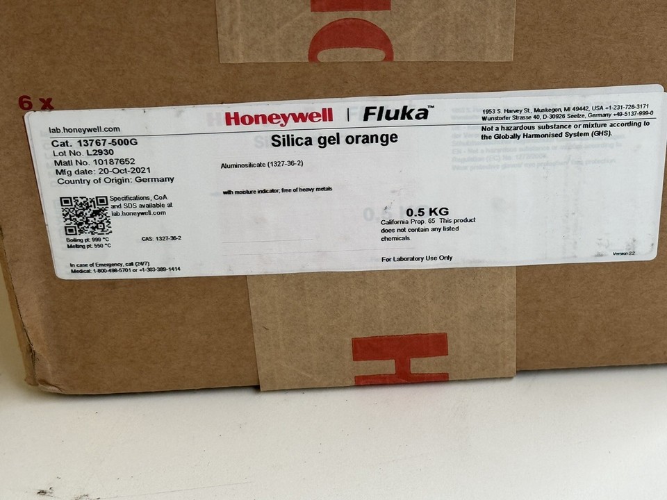 Honeywell FLUKA Silica Gel Orange 6 0.5 KG Bottles 13767-500G | eBay