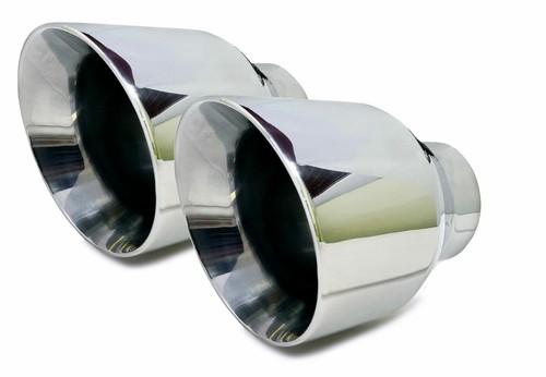 Two Round Exhaust tips 2.5" Bolt on Stainless Steel Dual Wall | eBay