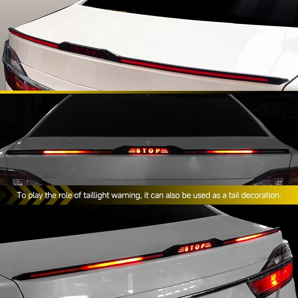 Carbon Fiber LED Tail Brake Light Strip Rear Spoiler Lip Trim Universal ...