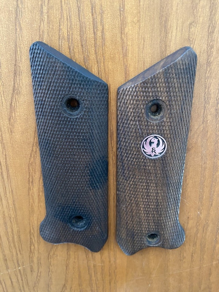 Ruger Mark I A100 Frame Pistol Grips Wood Checkered Vintage OEM MK1 MKI ...