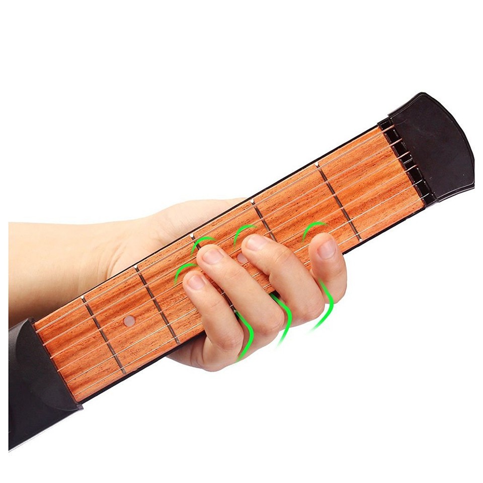 Portable Guitar 6 Fret Modell Wooden Practice 6 Saiten Guitar Trainer ...