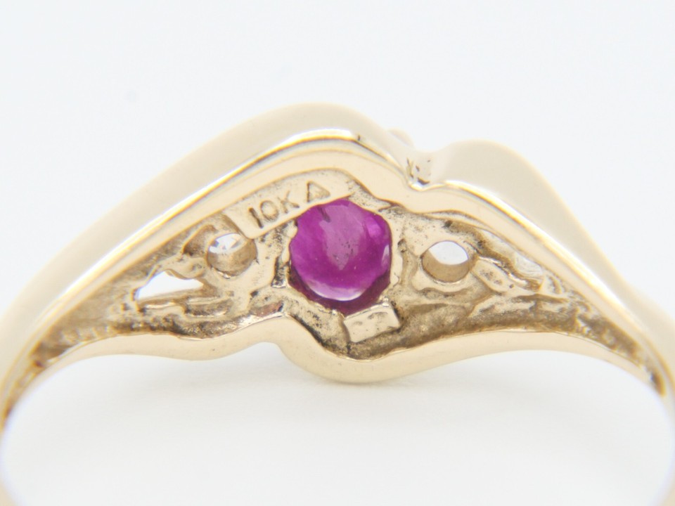 10K Yellow Gold Ruby and Diamond Women's Ring | eBay
